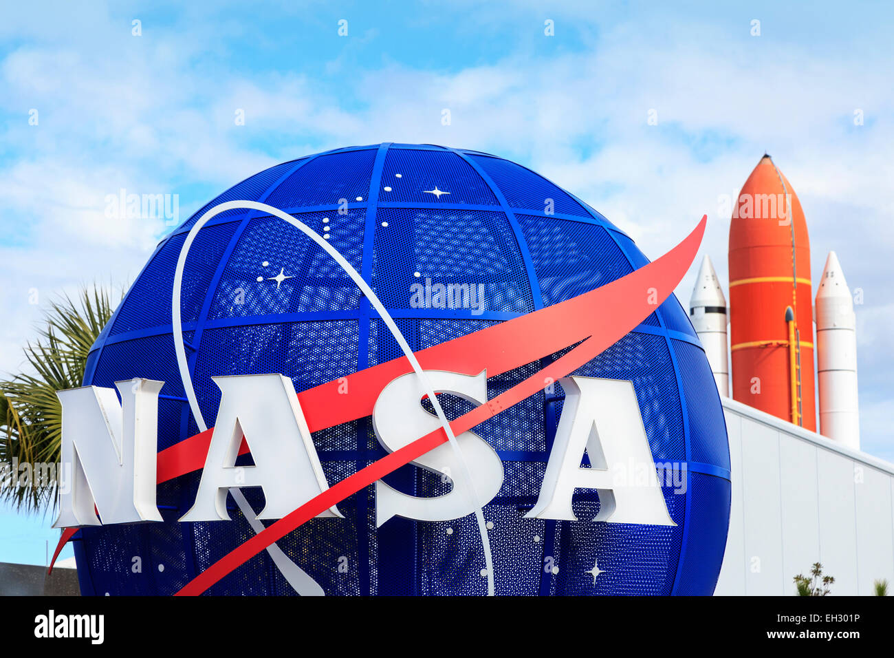 Panneau à l'entrée de la NASA au Kennedy Space Center, Cap Canaveral ...