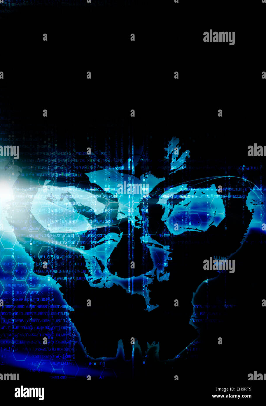 Hacker attack background skull Banque de photographies et d’images à ...