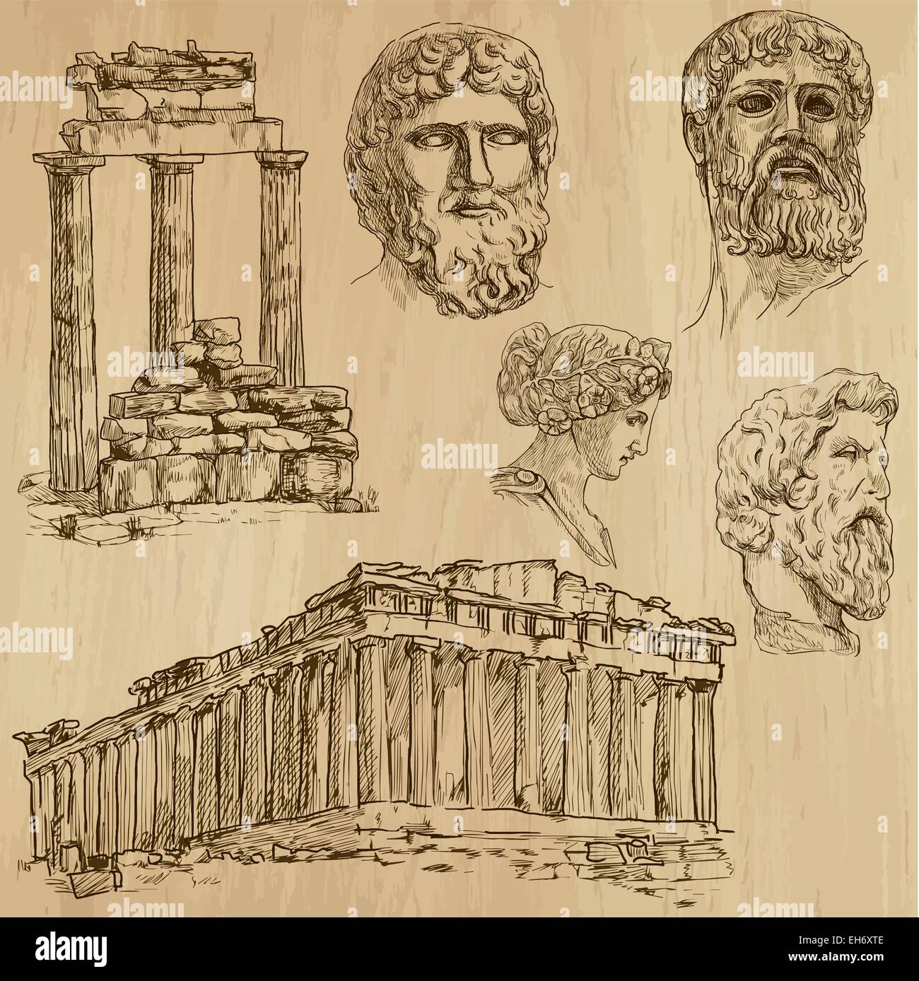 À partir de la série de voyage : Grèce - Collection d'un hand drawn ...