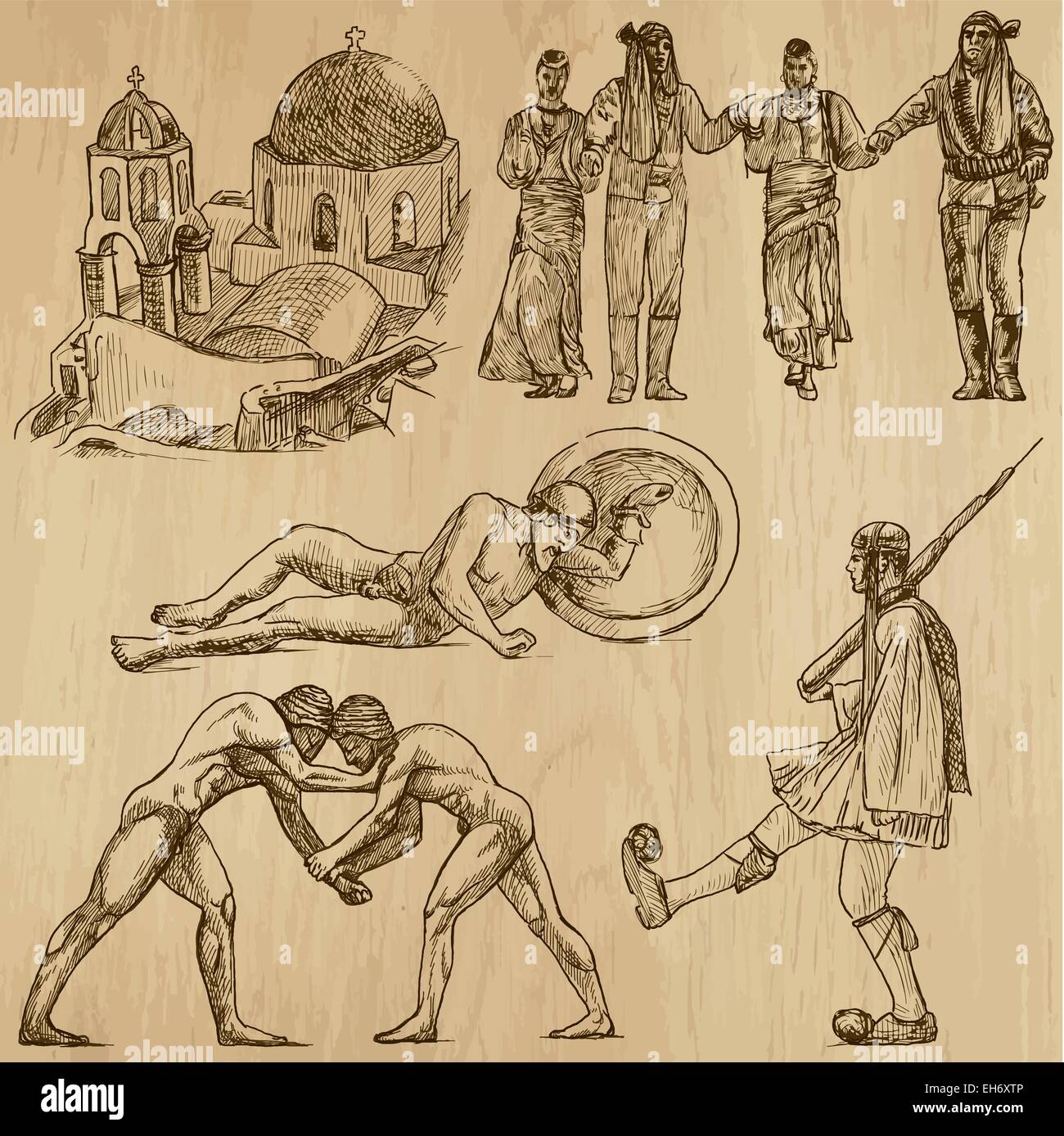 À partir de la série de voyage : Grèce - Collection d'un hand drawn ...