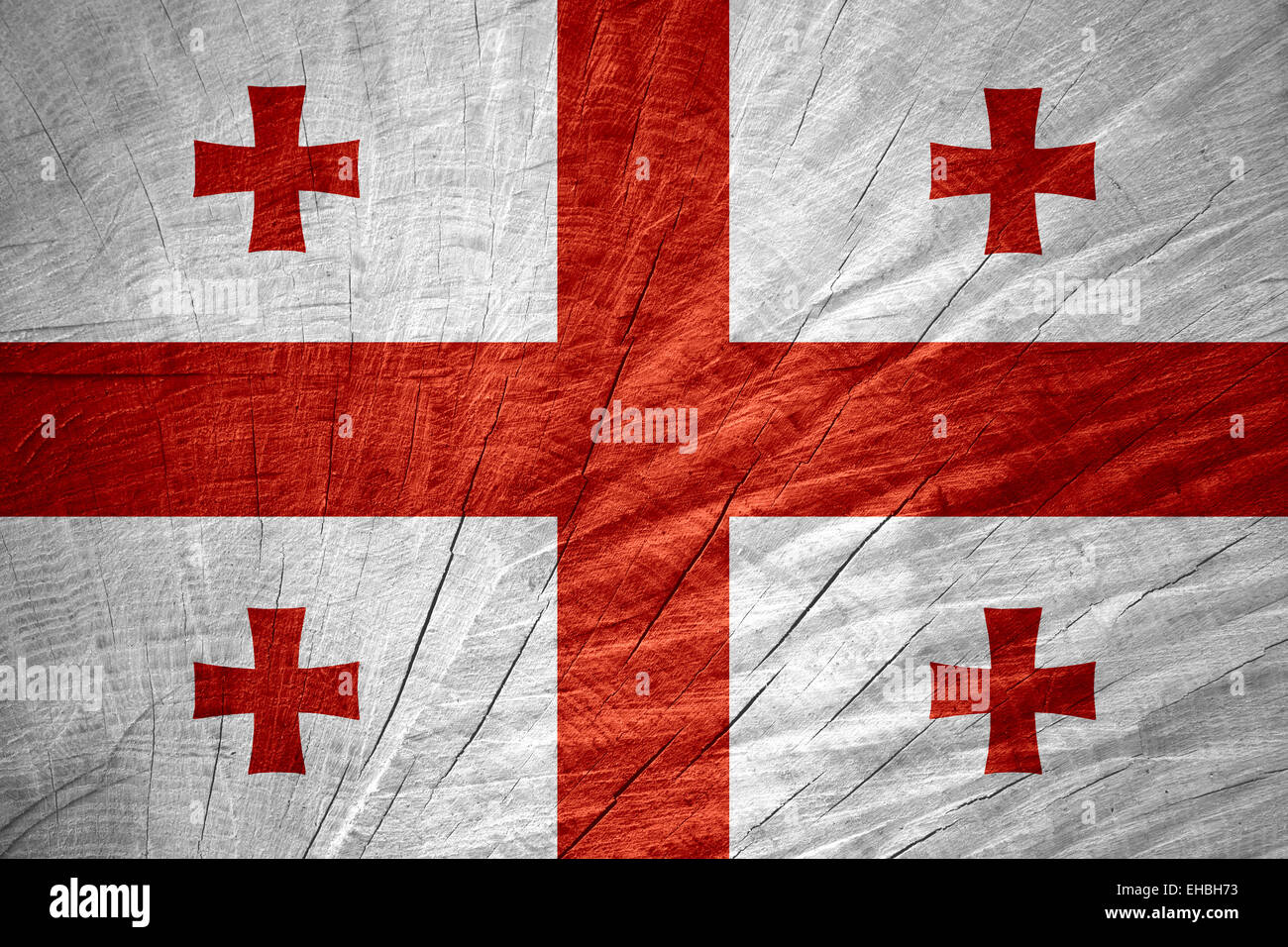 Drapeau Géorgie géorgienne ou la bannière sur la texture en bois Photo ...