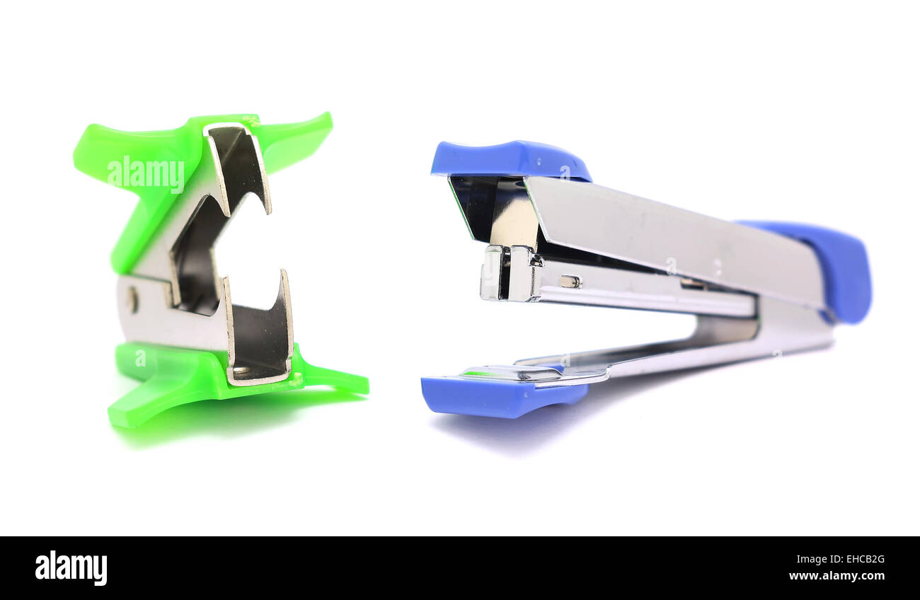 Agrafeuse et dégrafeuse isolé sur fond blanc Photo Stock - Alamy