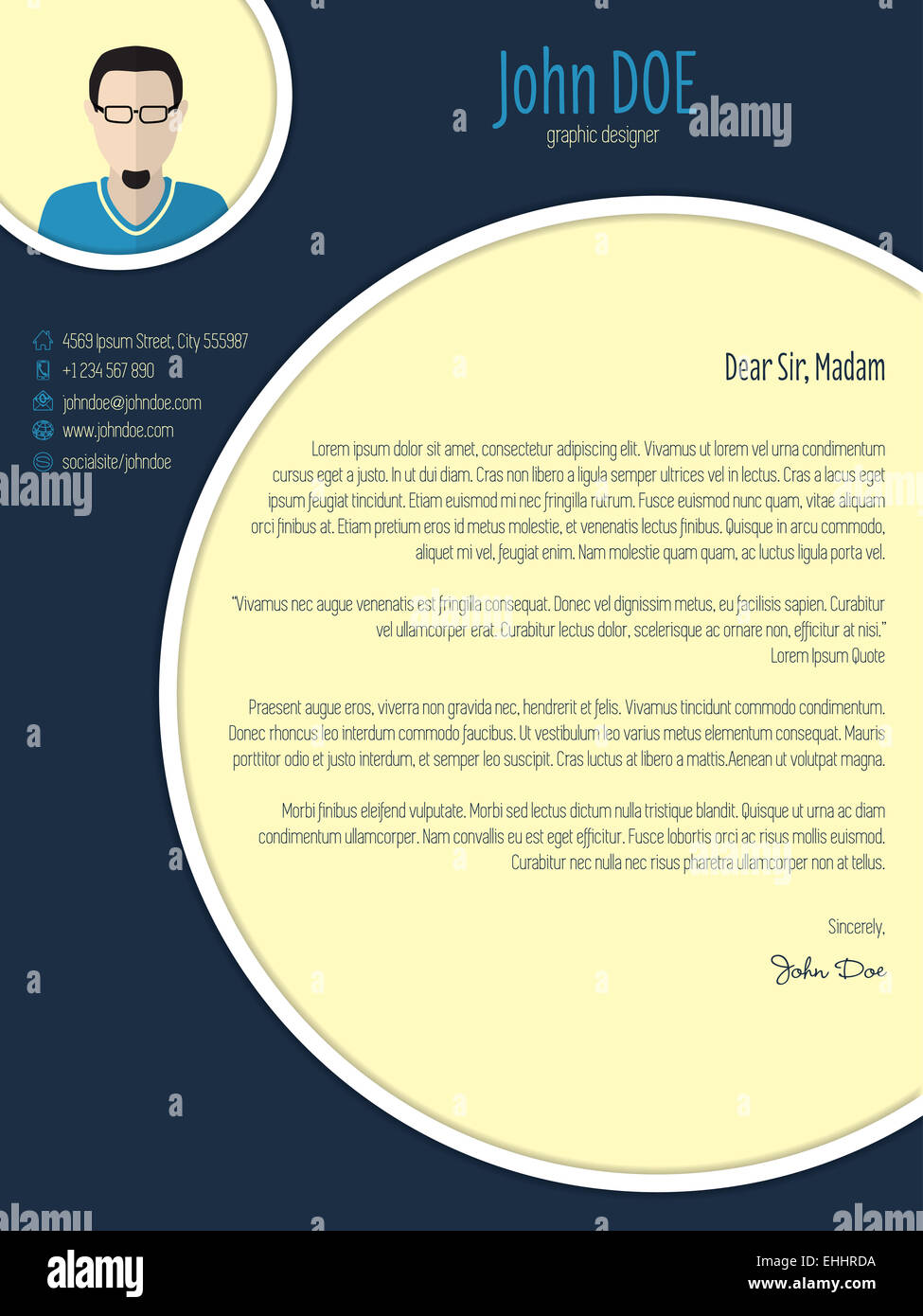 Nouveau modèle de lettre moderne avec éléments de cercle Photo Stock ...