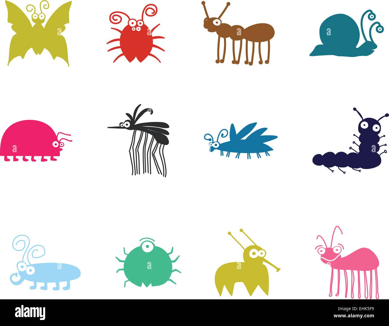 Insectes Hand Drawn Cartoon Vector Isolated Image Vectorielle Stock - Alamy