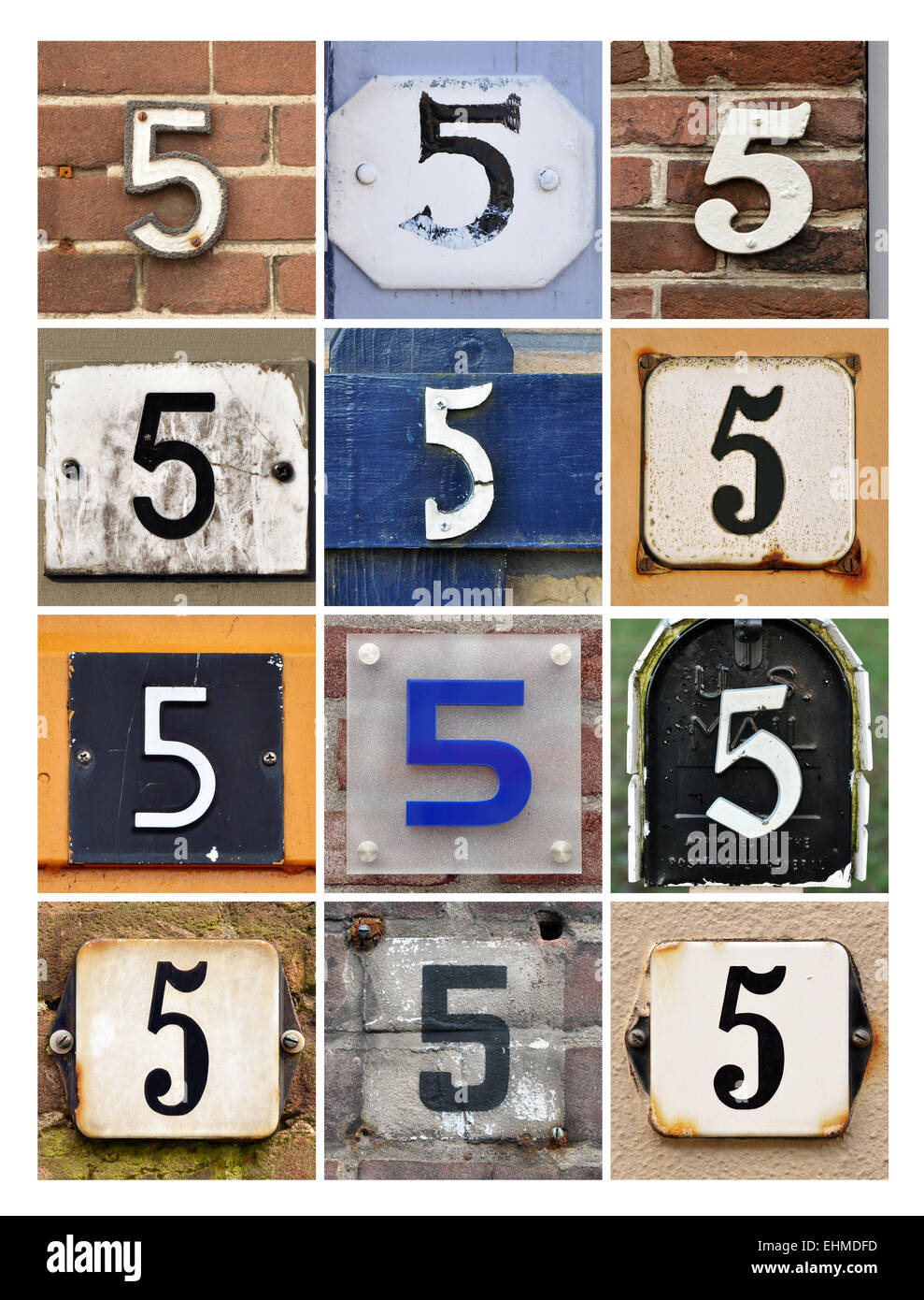 Numéro 5 - Collage de cinq numéros de maison Photo Stock - Alamy