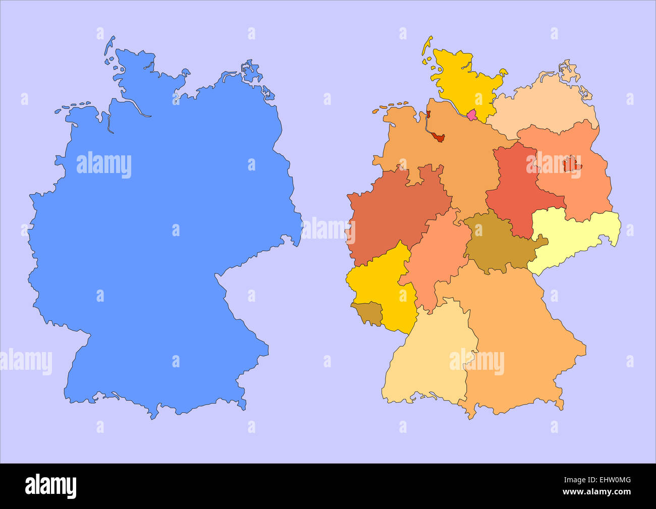 Carte de l'Allemagne avec les pays Photo Stock - Alamy