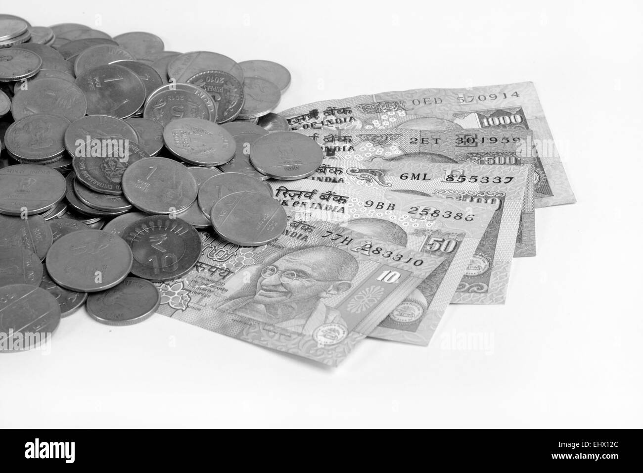 Indian 500 rupee note Banque d'images noir et blanc - Alamy