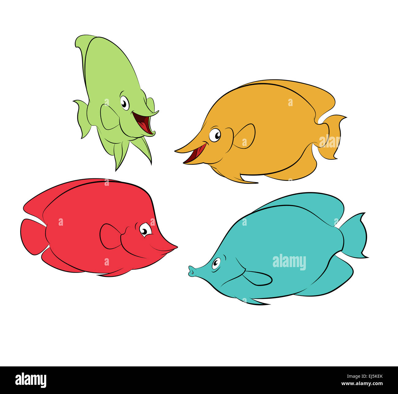Collection de poissons colorés diffirent cartoon smiling Photo Stock ...