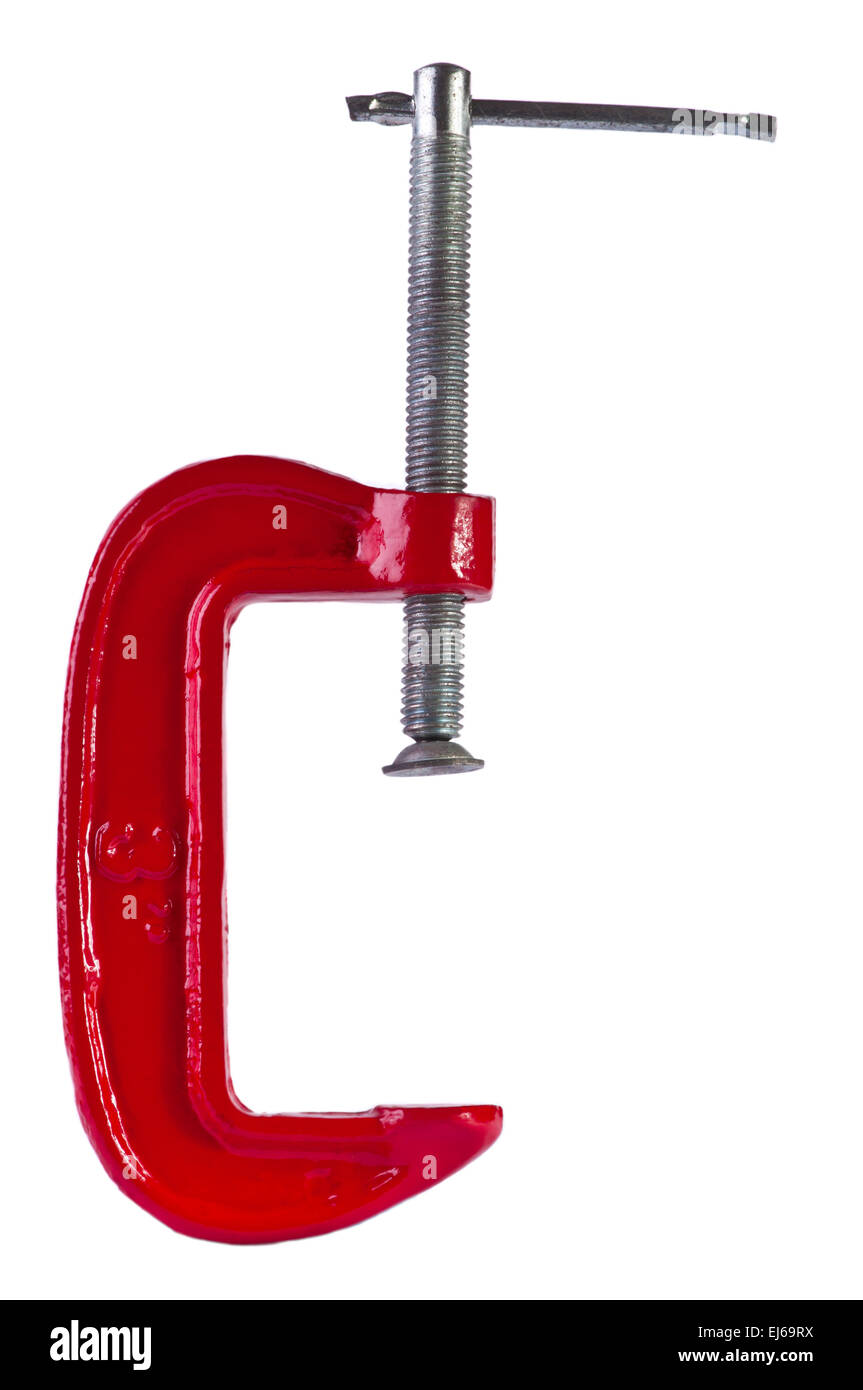 Un petit vice rouge isolé sur blanc. Ancien vice-métal Photo Stock - Alamy