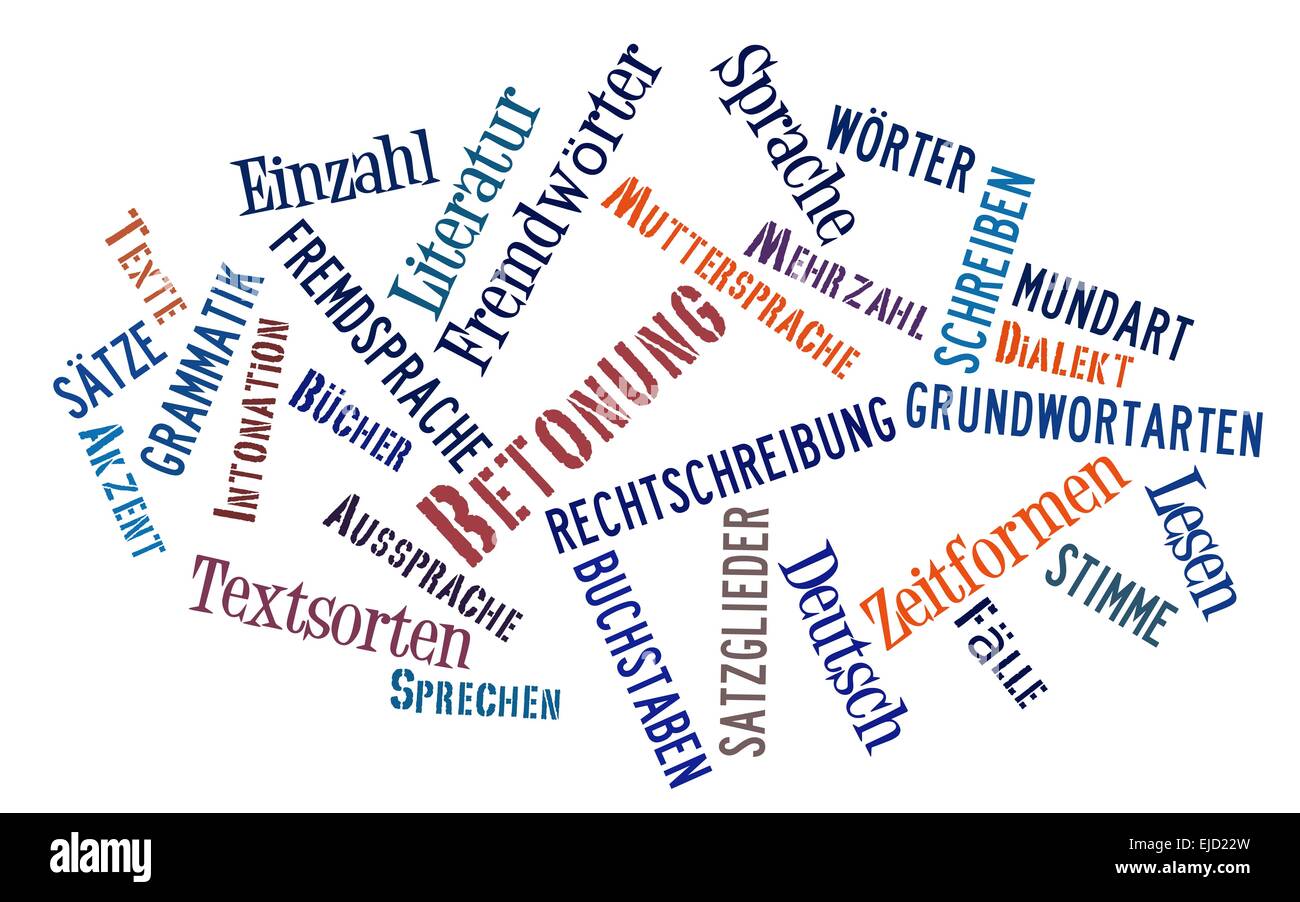 Nuage de mots pour la langue allemand Photo Stock - Alamy