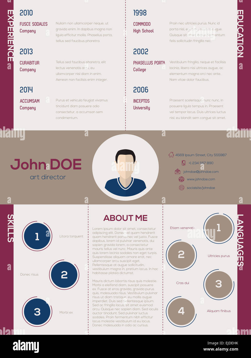 Cool nouveau moderne cv cv curriculum vitae modèle avec éléments de ...