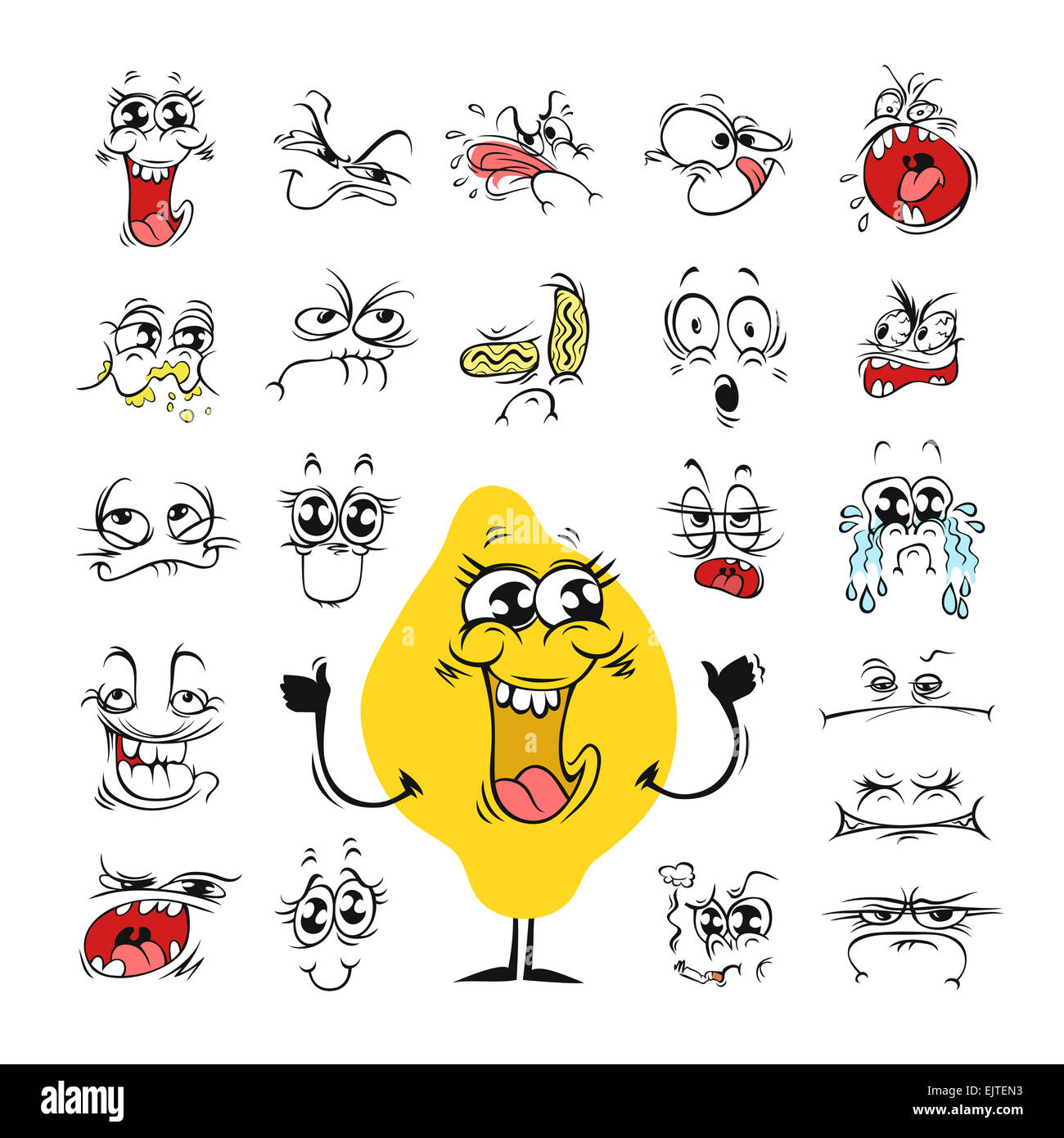 Les expressions du visage de dessin animé pour définir la conception de ...