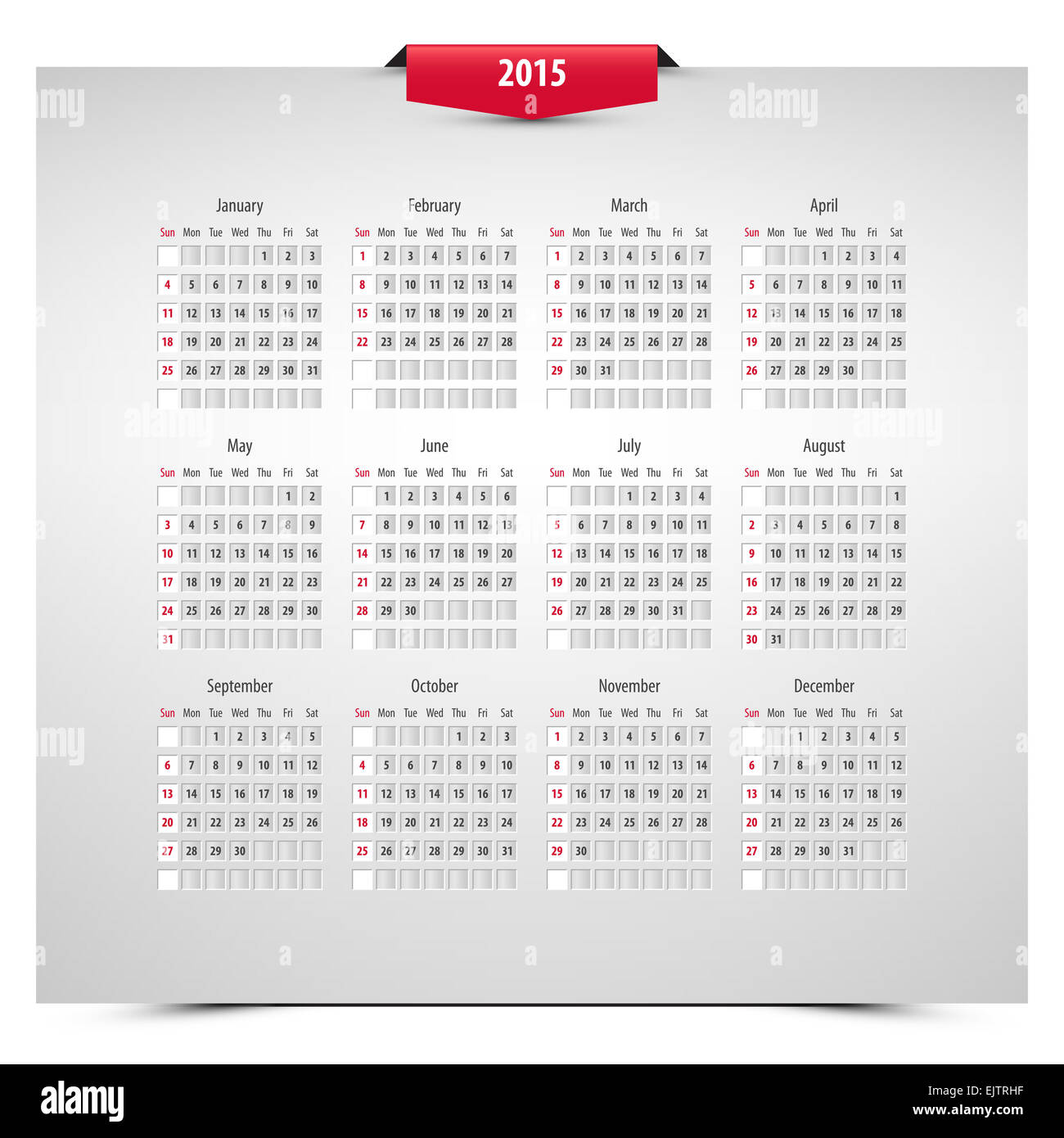 Calendrier 2015 avec un design simple Banque de photographies et d ...
