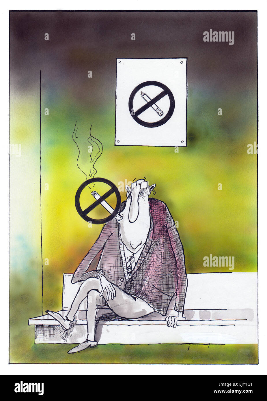 L'homme est assis en train de fumer Banque d'images détourées - Alamy