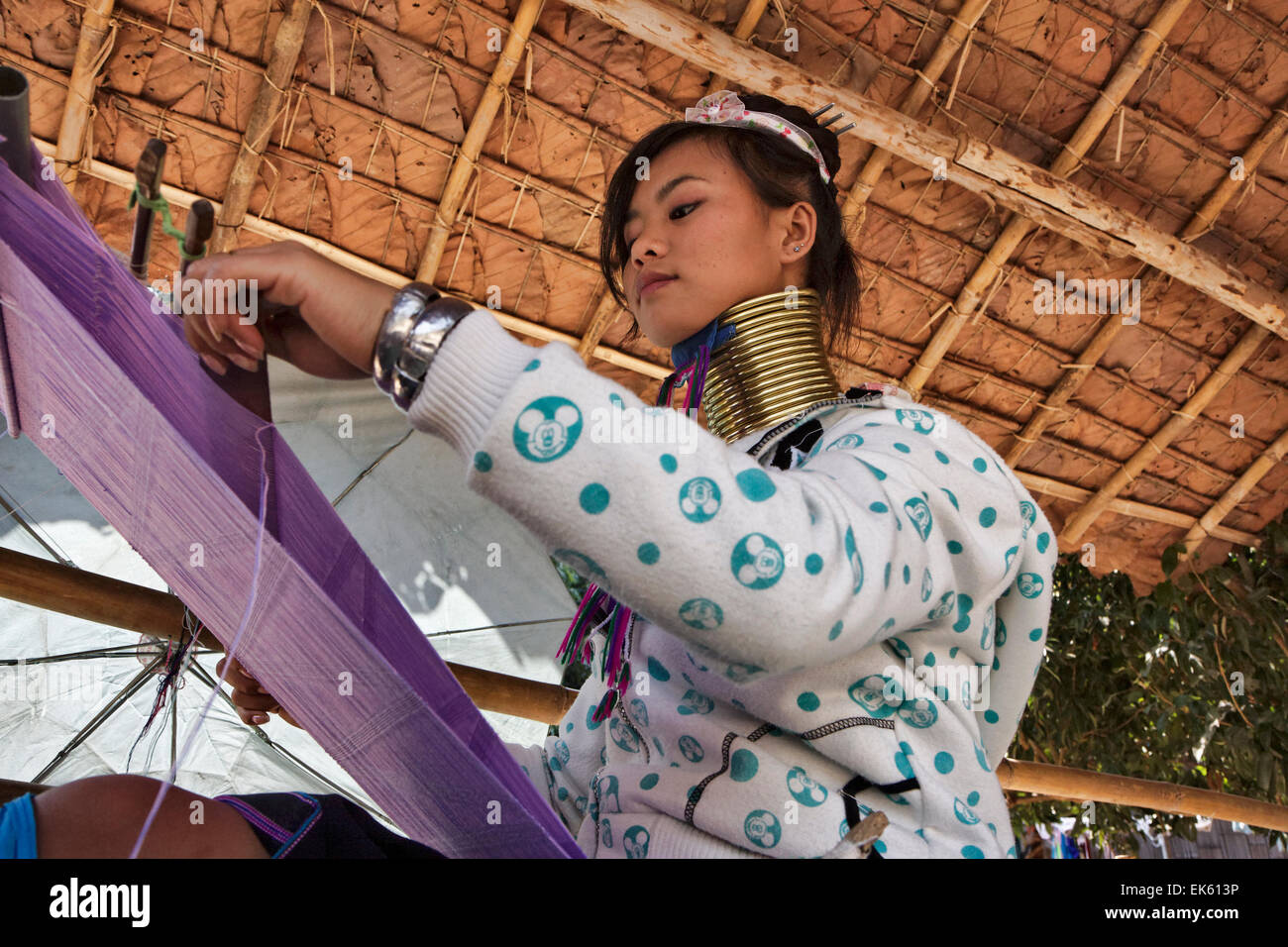 La Thaïlande, Chang Mai, Karen long cou hill (village de la tribu Kayan ...