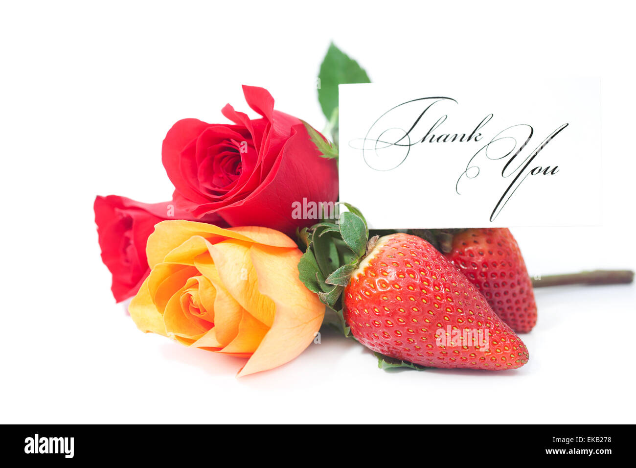 Thank you card with roses Banque d'images détourées - Alamy