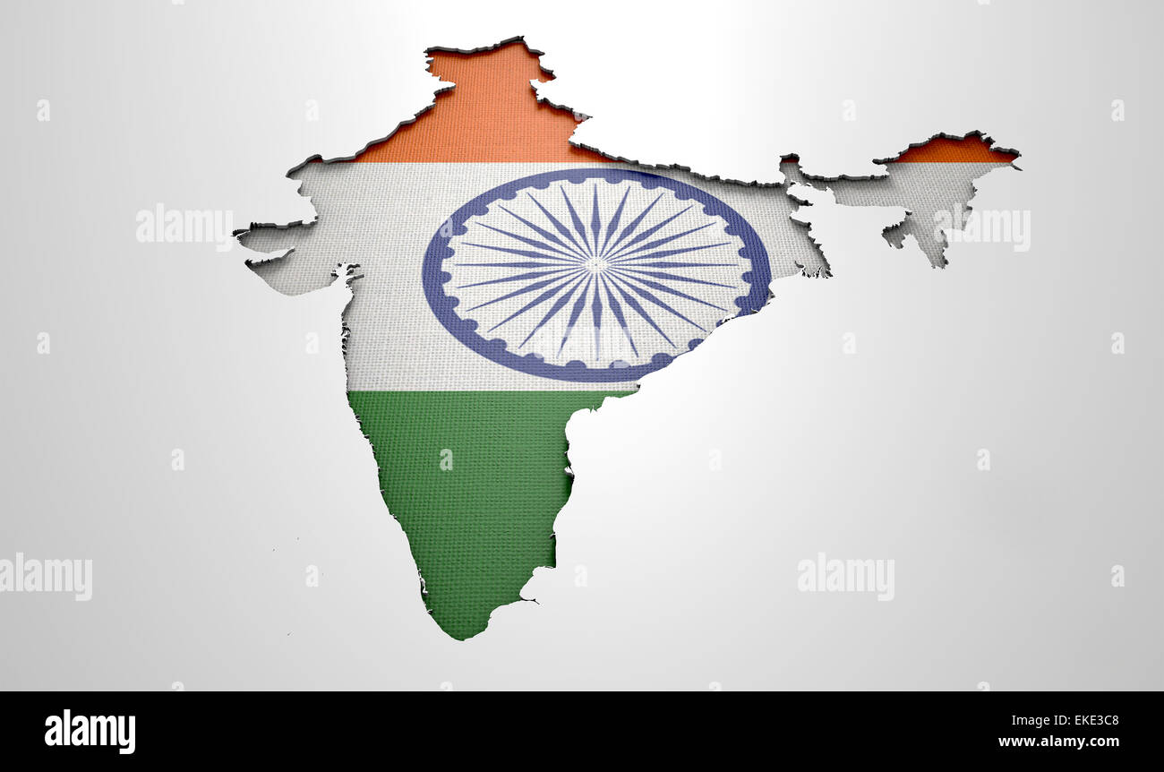 La forme du pays de l'Inde dans les couleurs de son drapeau national ...