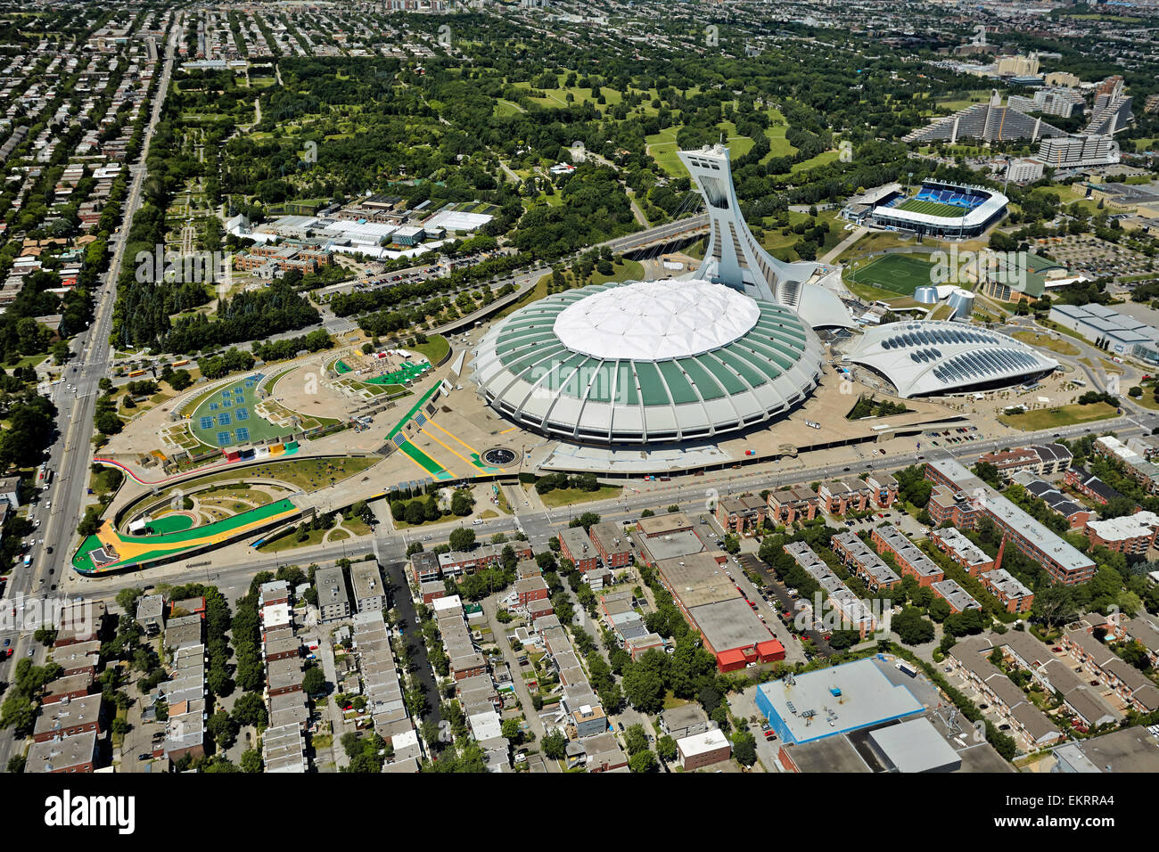 Vue aérienne de stade olympique, Montréal, Québec, Canada Photo Stock ...