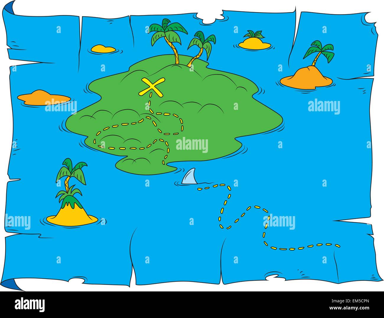 Cartoon illustration de carte au trésor Image Vectorielle Stock - Alamy