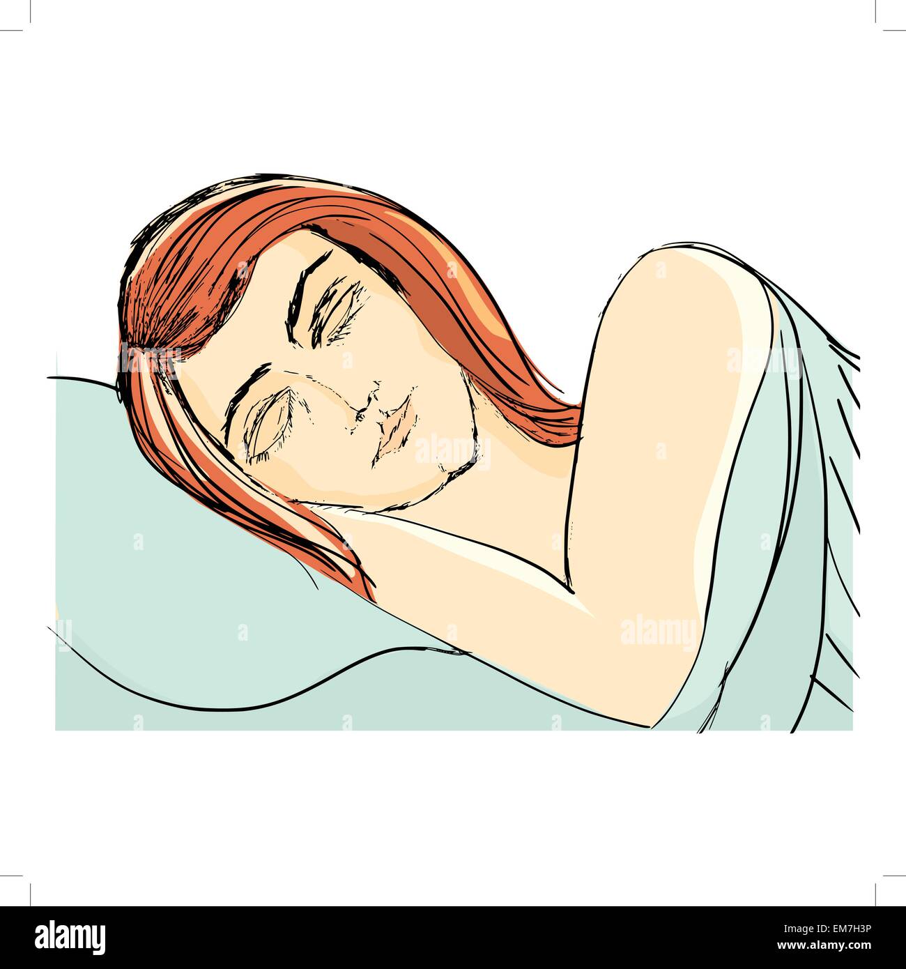 Jeune femme endormie jeune femme dort Banque d'images vectorielles - Alamy