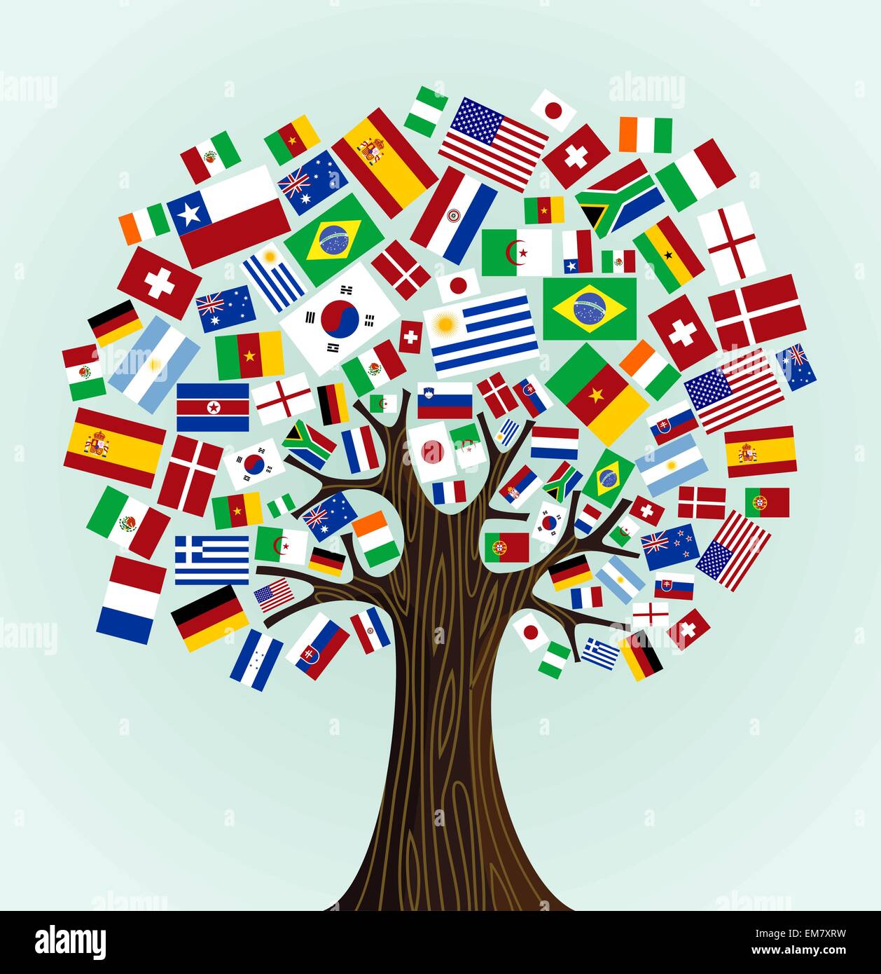 Arbre du monde des drapeaux Banque d'images vectorielles - Alamy