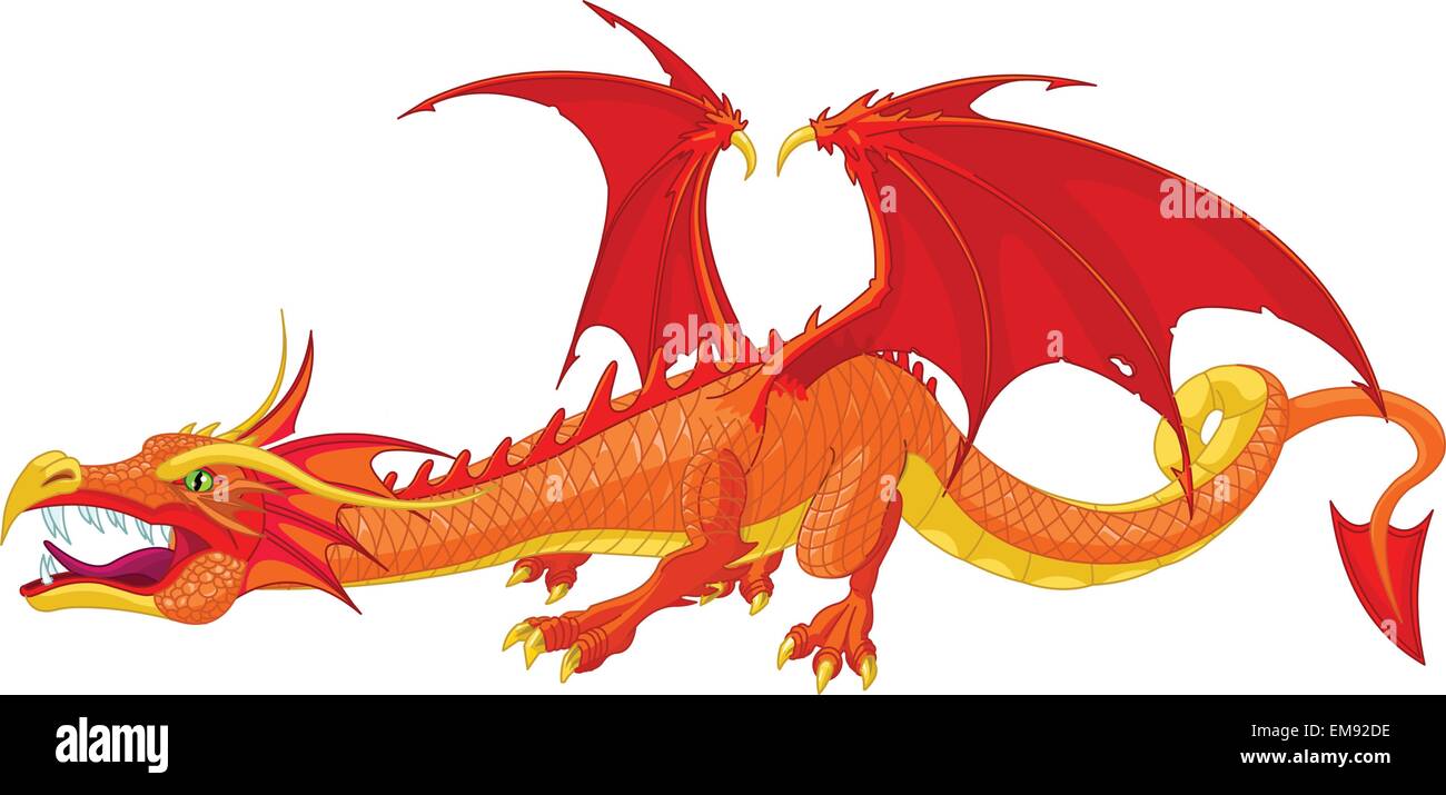 Dessin de dragon rouge Banque d'images vectorielles - Alamy