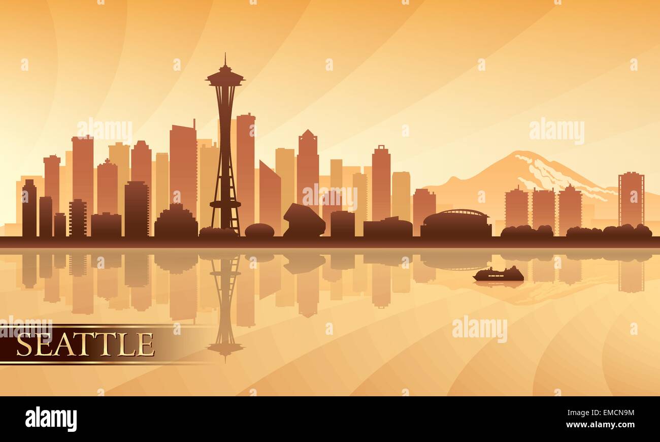 Seattle skyline silhouette Banque de photographies et d’images à haute ...