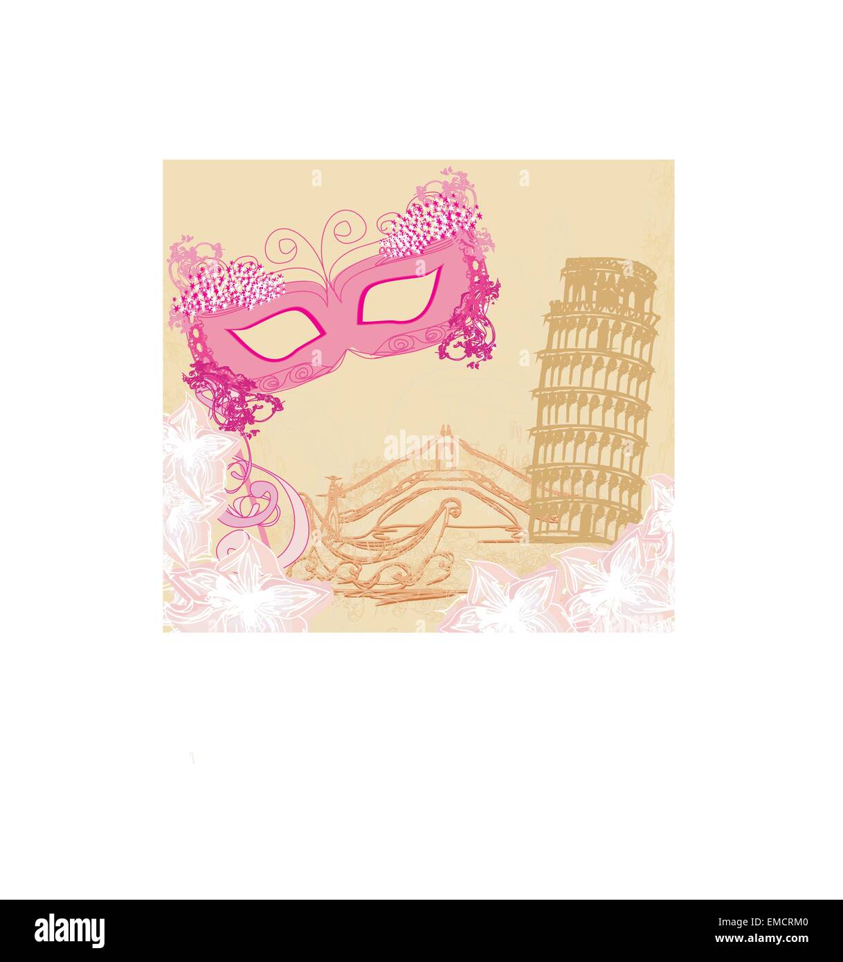 Carnaval de venise masque rose Banque d'images vectorielles - Alamy