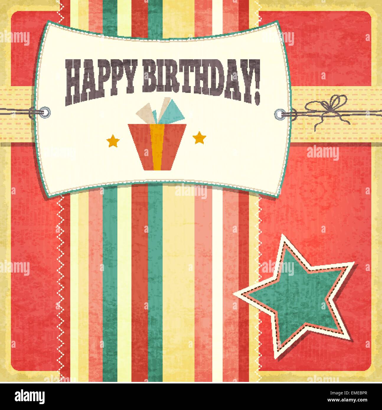 Vintage retro happy birthday card Banque de photographies et d’images à ...