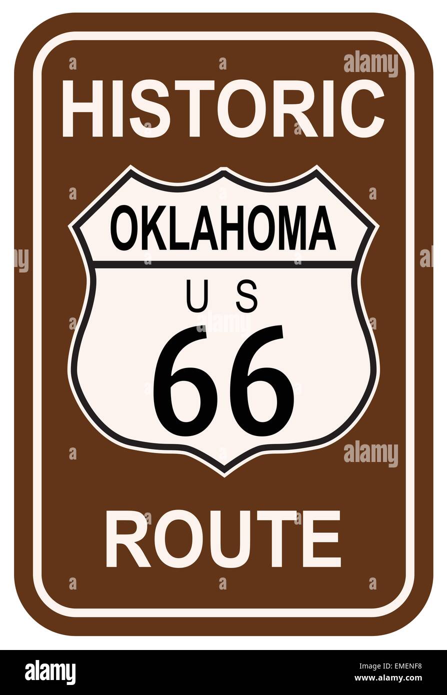Historic route 66 and road sign Banque d'images vectorielles - Alamy