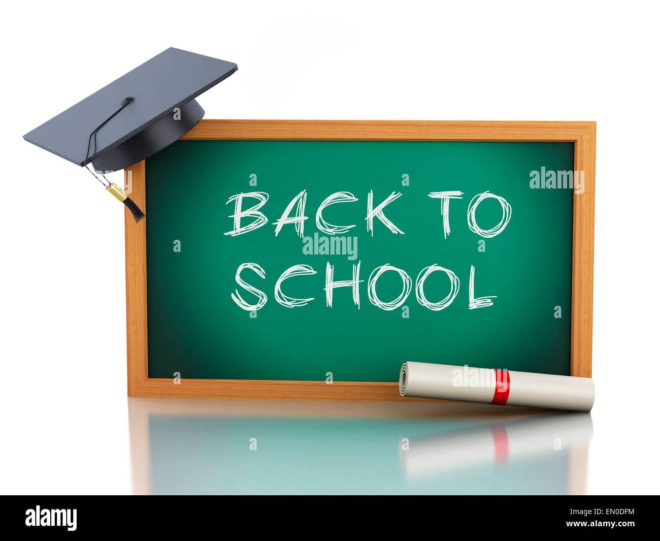 Tableau 3d avec certificat et diplôme graduation cap. Isolé sur fond ...