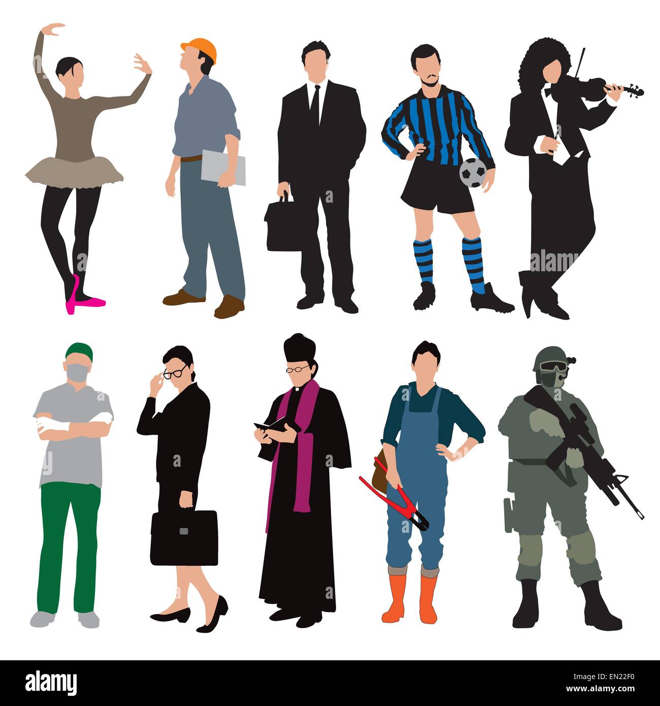 Différents types de travailleurs isolé sur fond blanc. Vector ...