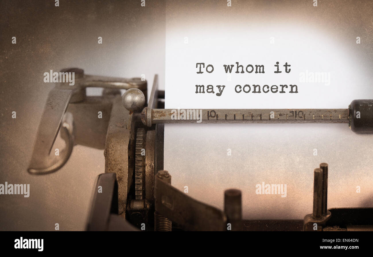 Vintage inscription a été faite par vieille machine à écrire, à qui de ...