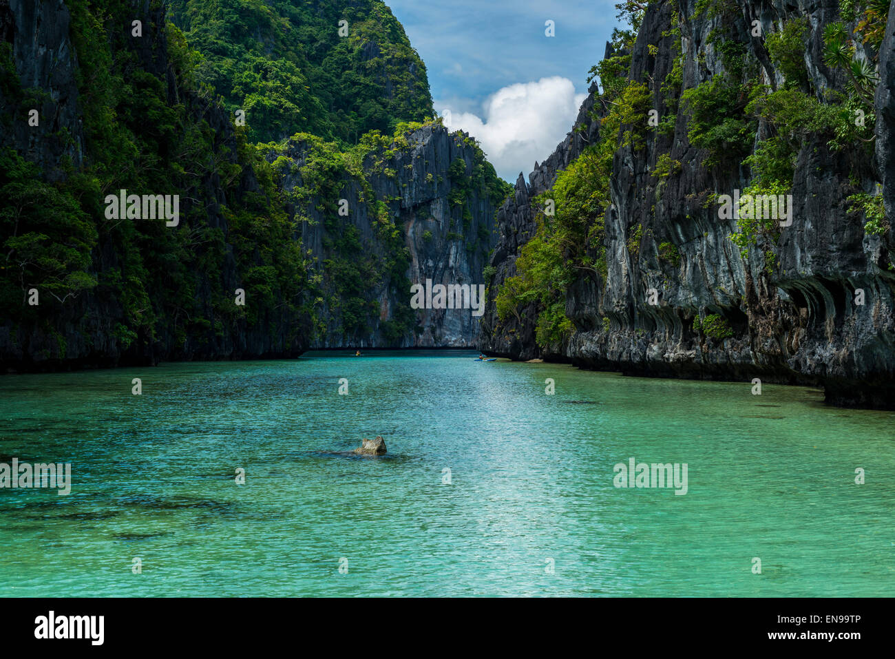 Vert azur eaux dans les beaux lagons autour d'El Nido, Palawan ...