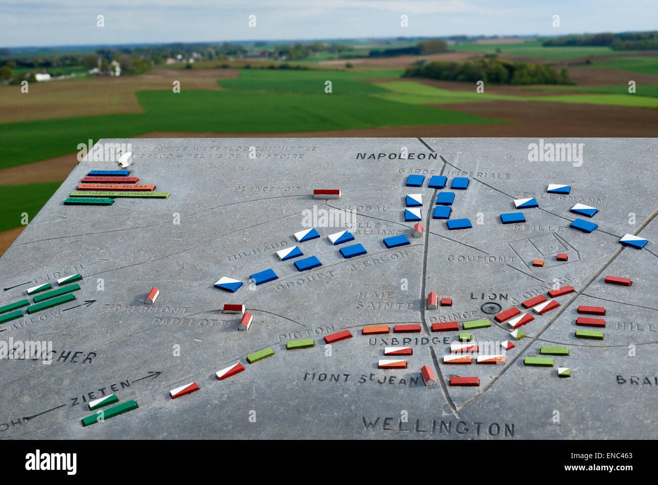Carte de la bataille de Waterloo, le haut de la colline donnant sur le ...