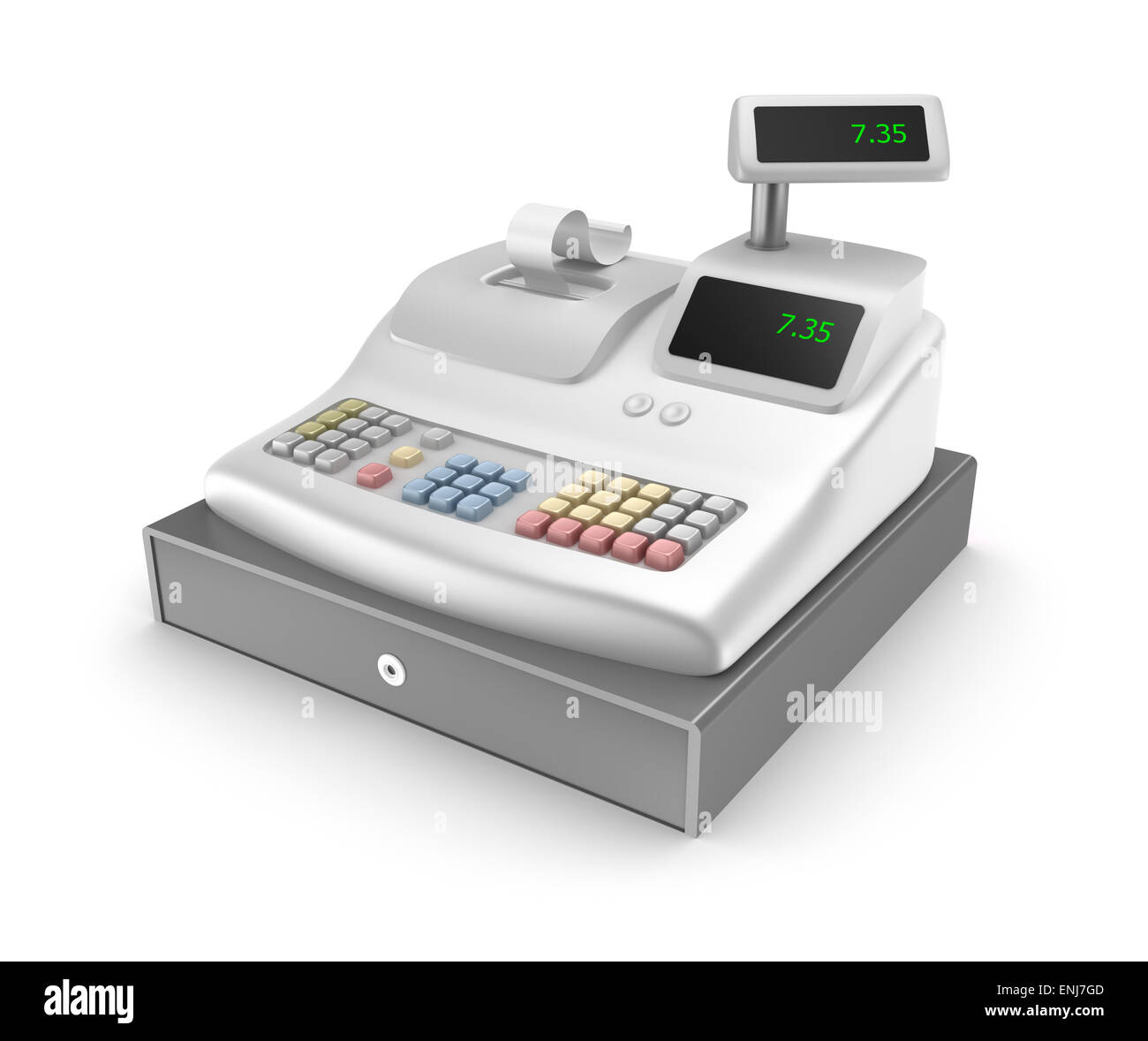 Caisse enregistreuse sur fond blanc Photo Stock - Alamy