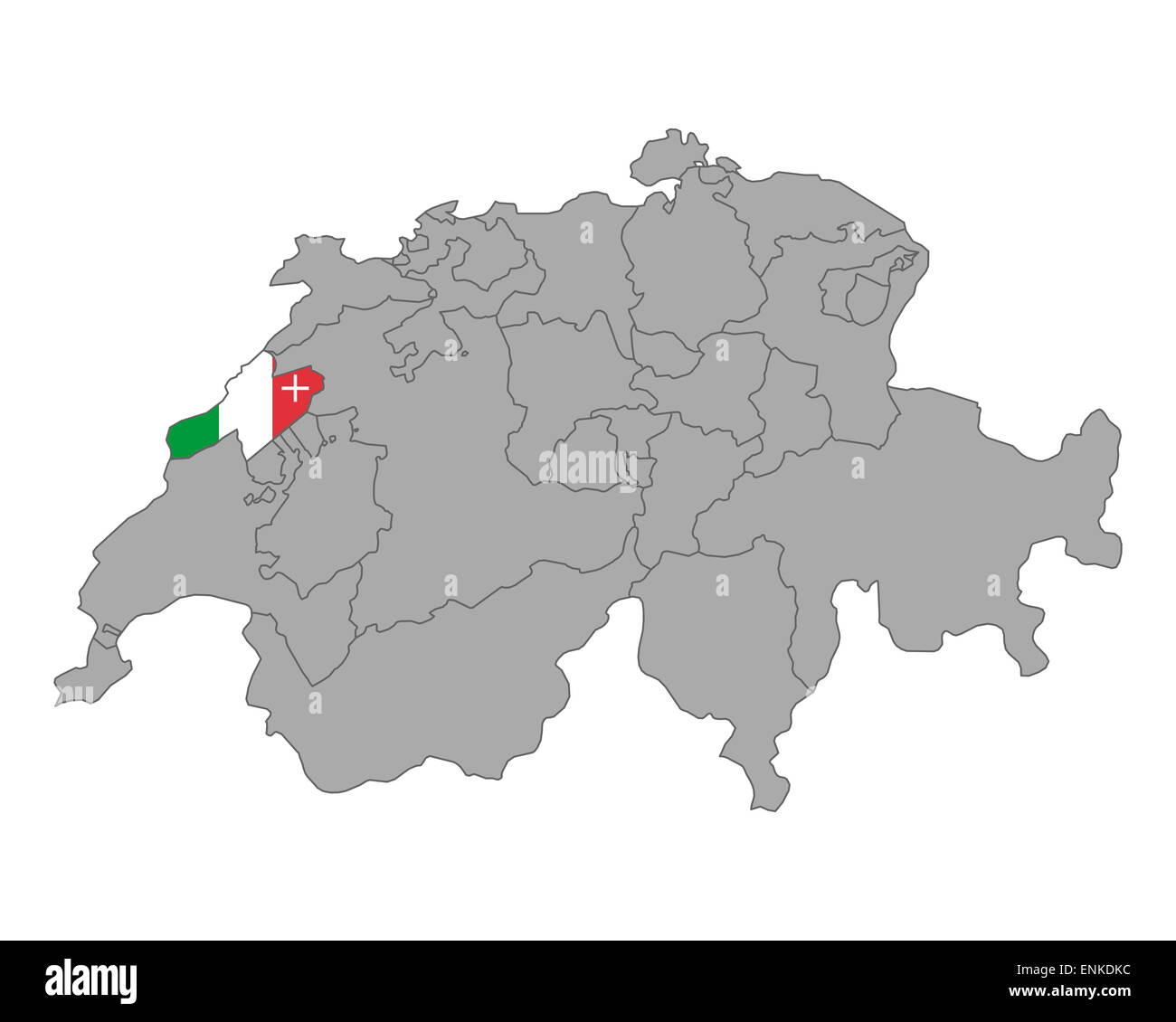 Carte de Suisse avec le drapeau de Neuchâtel Photo Stock - Alamy