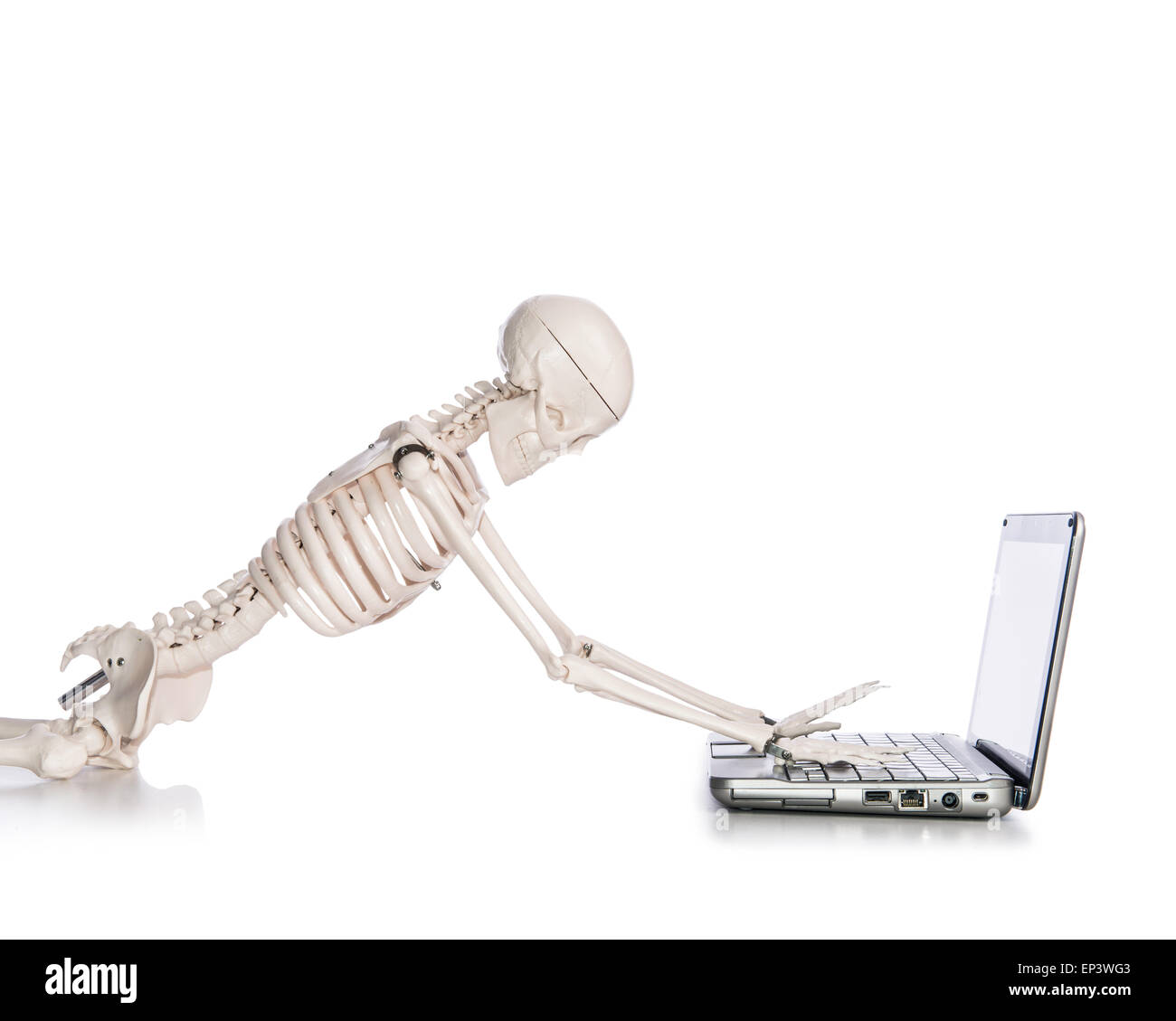 Skeleton sitting computer Banque d'images détourées - Alamy