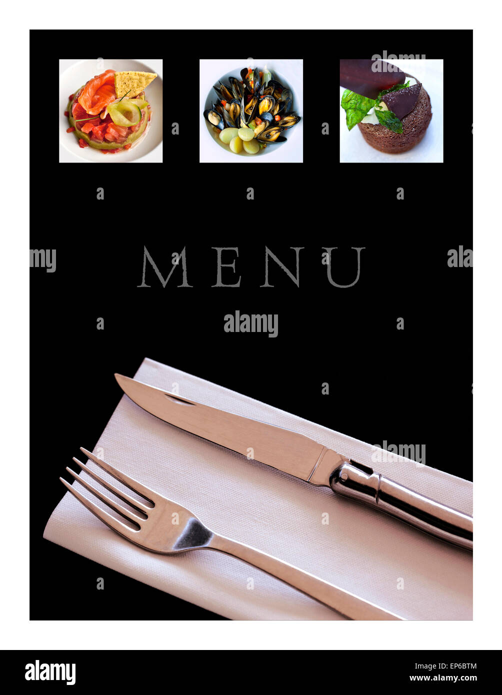 Collage de différents plats sur un menu de restaurant Photo Stock - Alamy