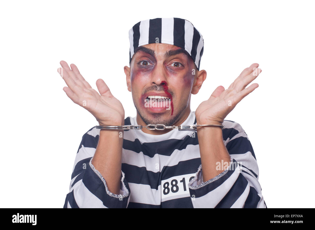 Prisonnier a fortement entamé avec des menottes Photo Stock - Alamy