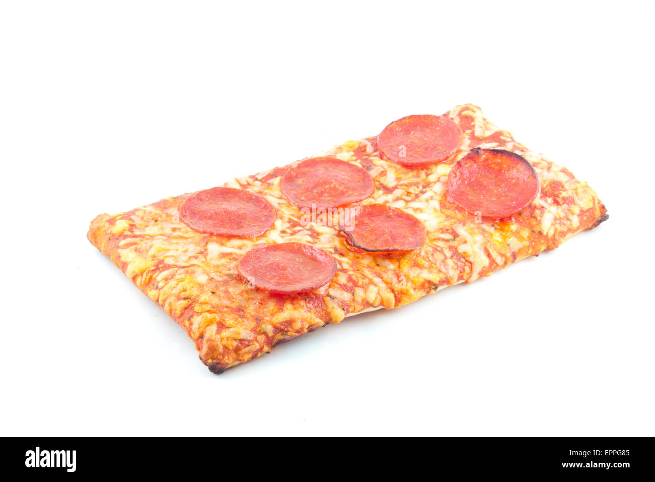 Cafétéria pizza carré avec une nouvelle tournure, pepperoni Photo Stock ...