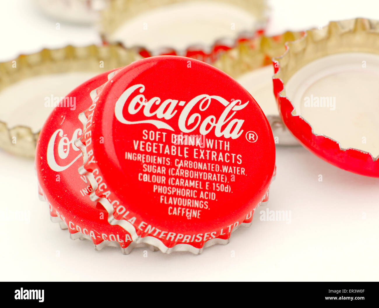 Capsules de bouteilles de coca cola Banque de photographies et d’images ...