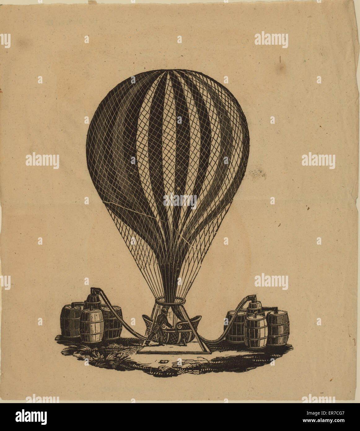 Ballon gonflé avec appareil de remplissage fixé aux fûts Photo Stock ...