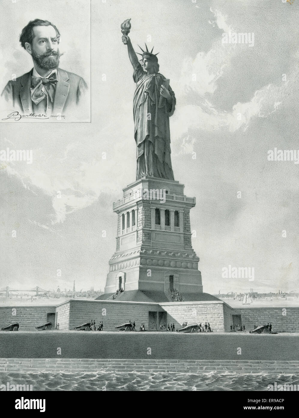 La statue de Bartholdi--l'île de Bedloe, port de New York--près Photo ...