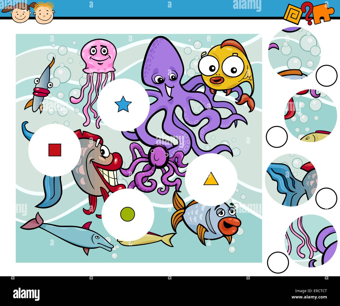 Cartoon Illustration de correspondre aux pièces jeu éducatif pour les ...