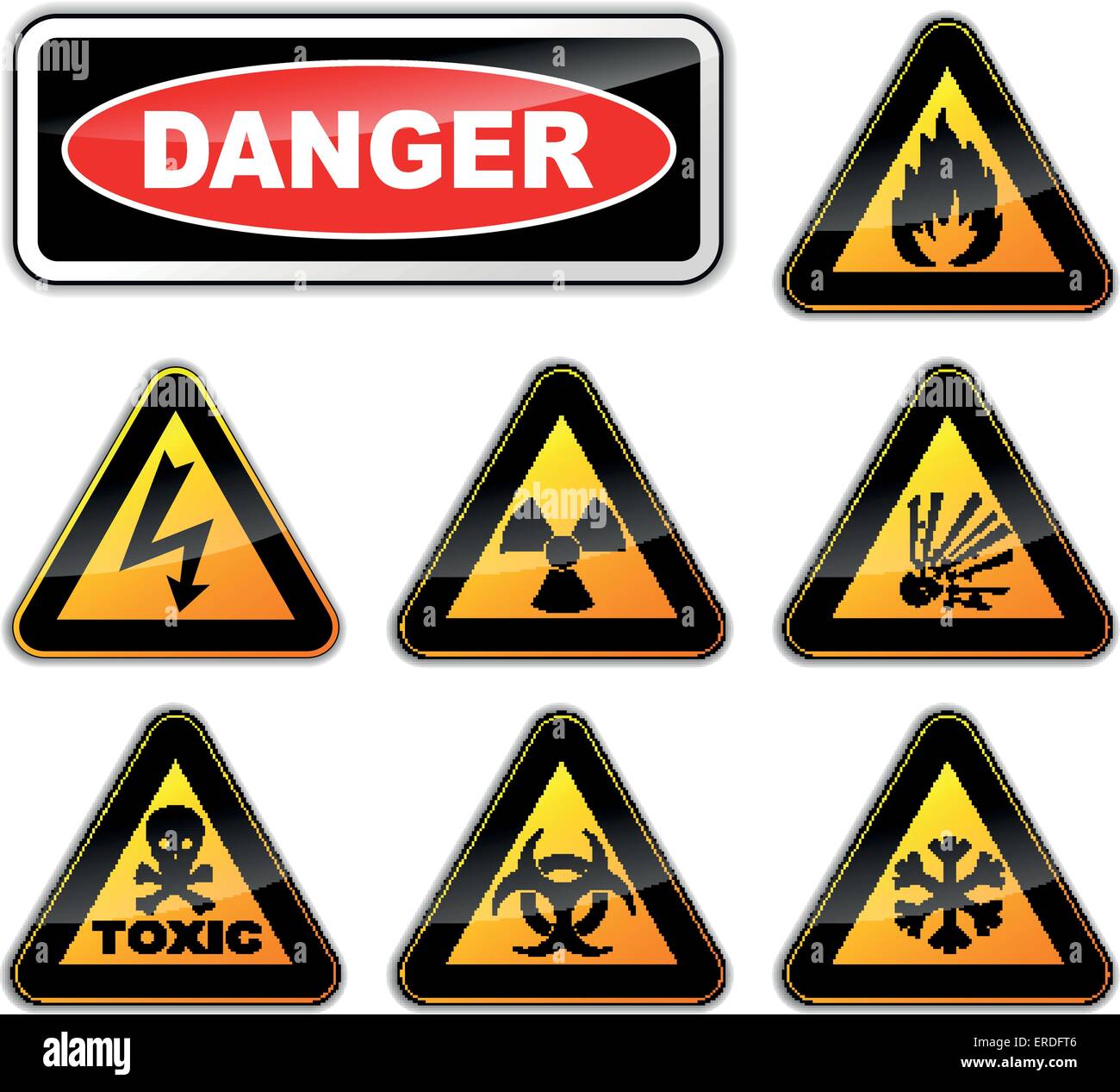 Vector illustration des signes de danger sur fond blanc Image ...