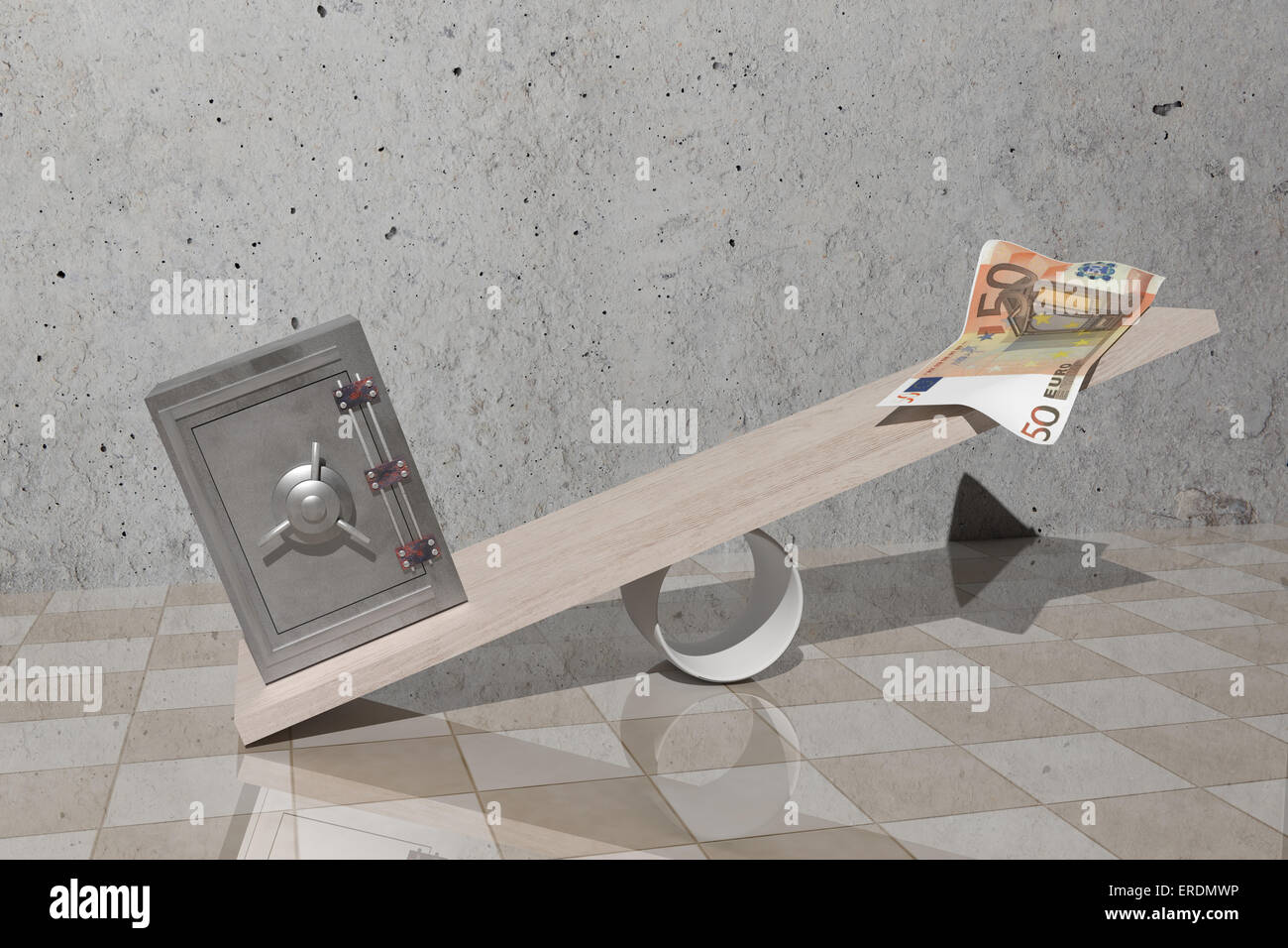 Dessiner en 3d d'une billette d'acier et une sécurité sur un équilibre ...