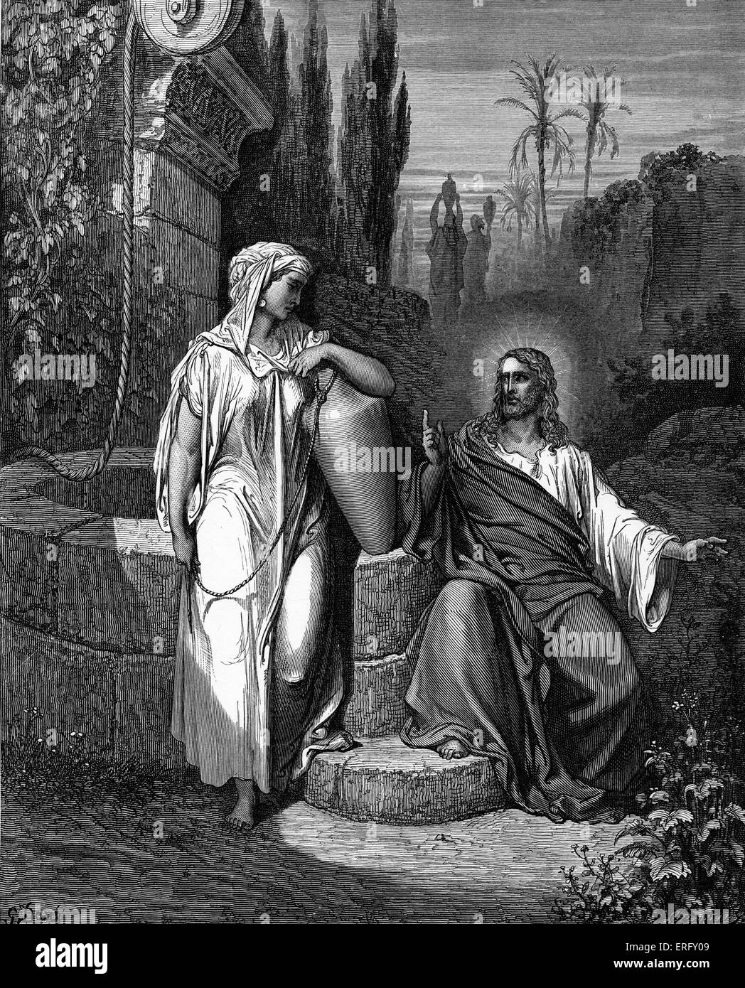 Femme samaritaine christ Banque d'images noir et blanc - Alamy