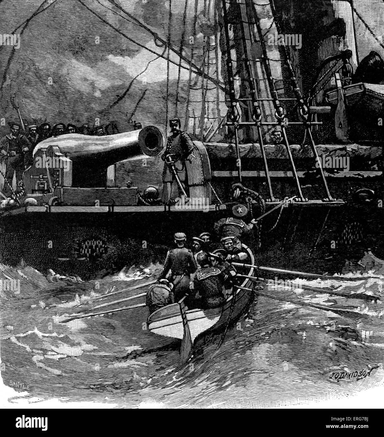 Bateau de CSS Alabama annonçant la cession et demander de l'aide au ...