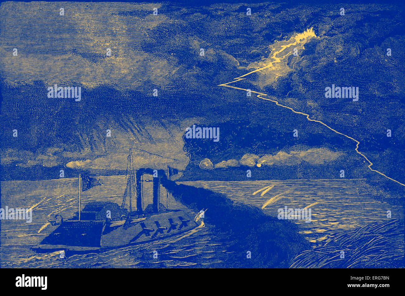 USS Carondelet, exécutant la Confederate batteries à la bataille de ...